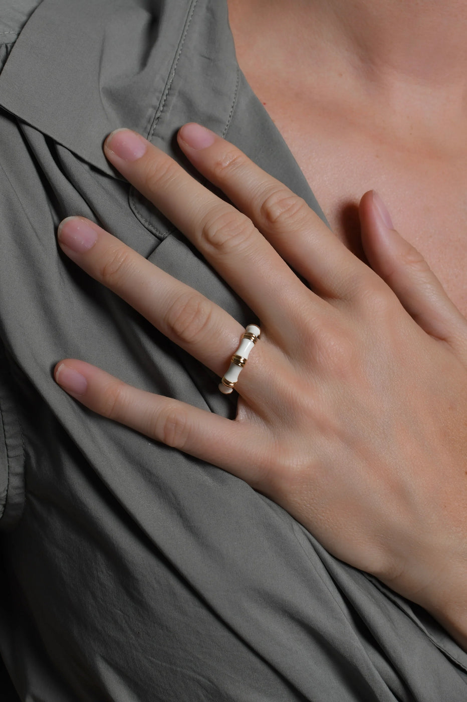 Bamboo Enameled Ring – Anabel Aram